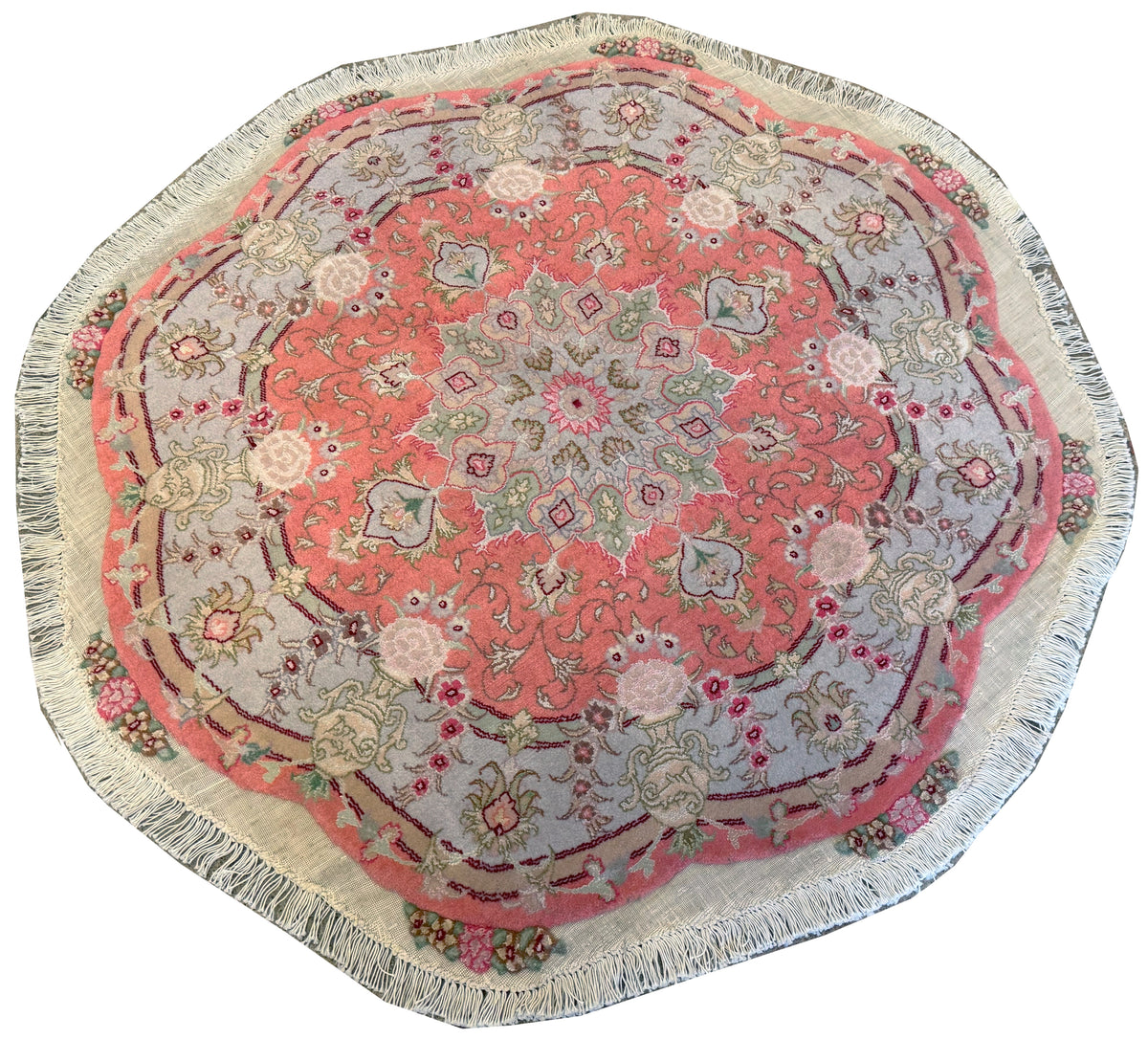 3'8" Genuine Persian Tabriz Round Wool Rug | Main Street Oriental Rugs