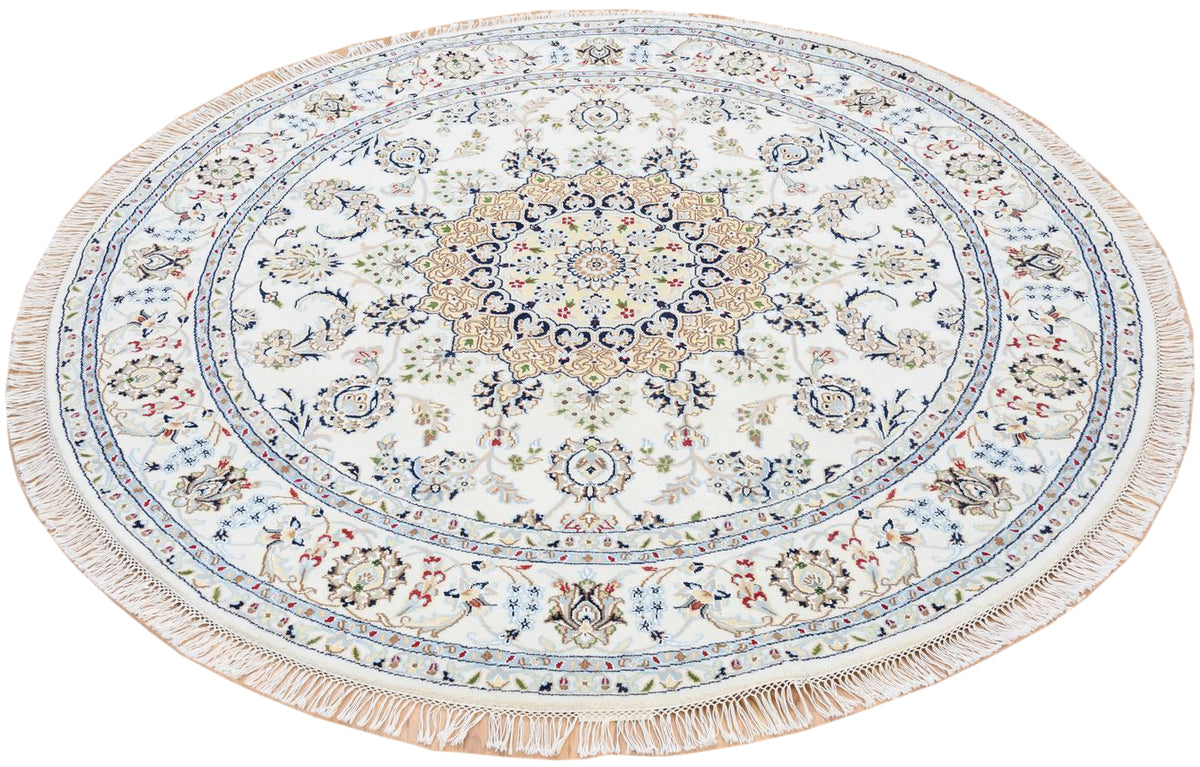 6 ft Indo-Persian Nain Round Rug | Main Street Oriental Rugs
